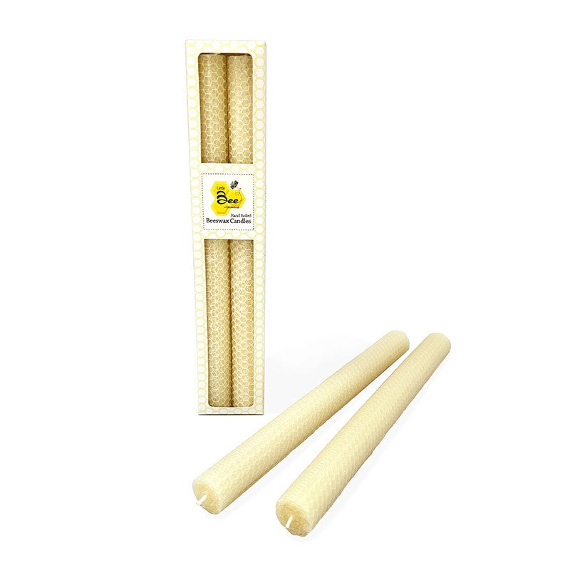 11 Inch Hand Rolled Beeswax Taper Pair Candles - Little Bee of CT ...