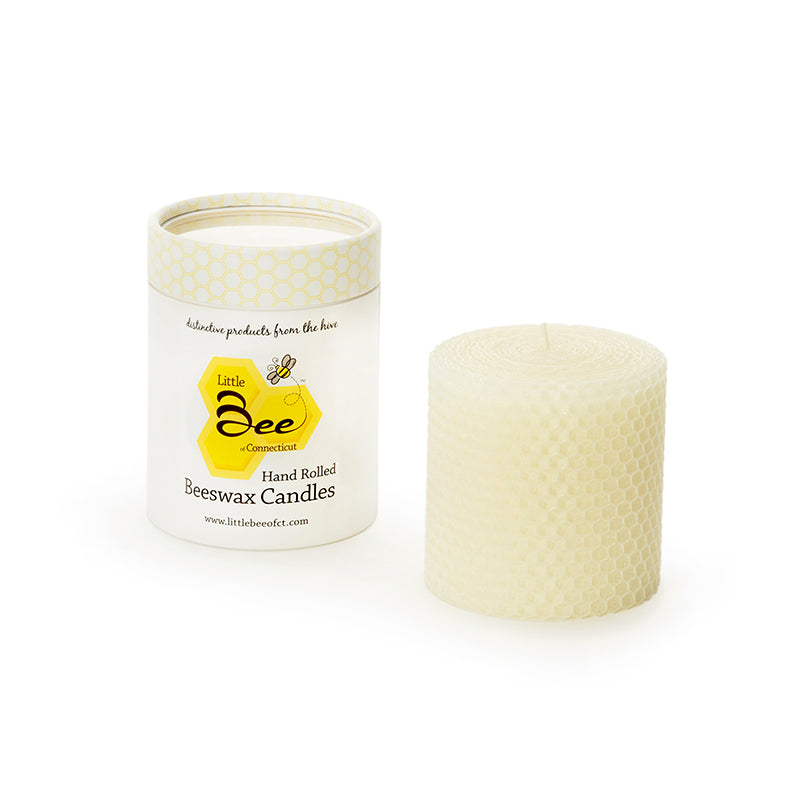 3 x 3 Inch Hand Rolled Beeswax Pillar Candles - Little Bee of CT ...